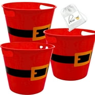 LLE Plastic Buckets with Handles, Red Santa Belt Round Basket, Multi ...