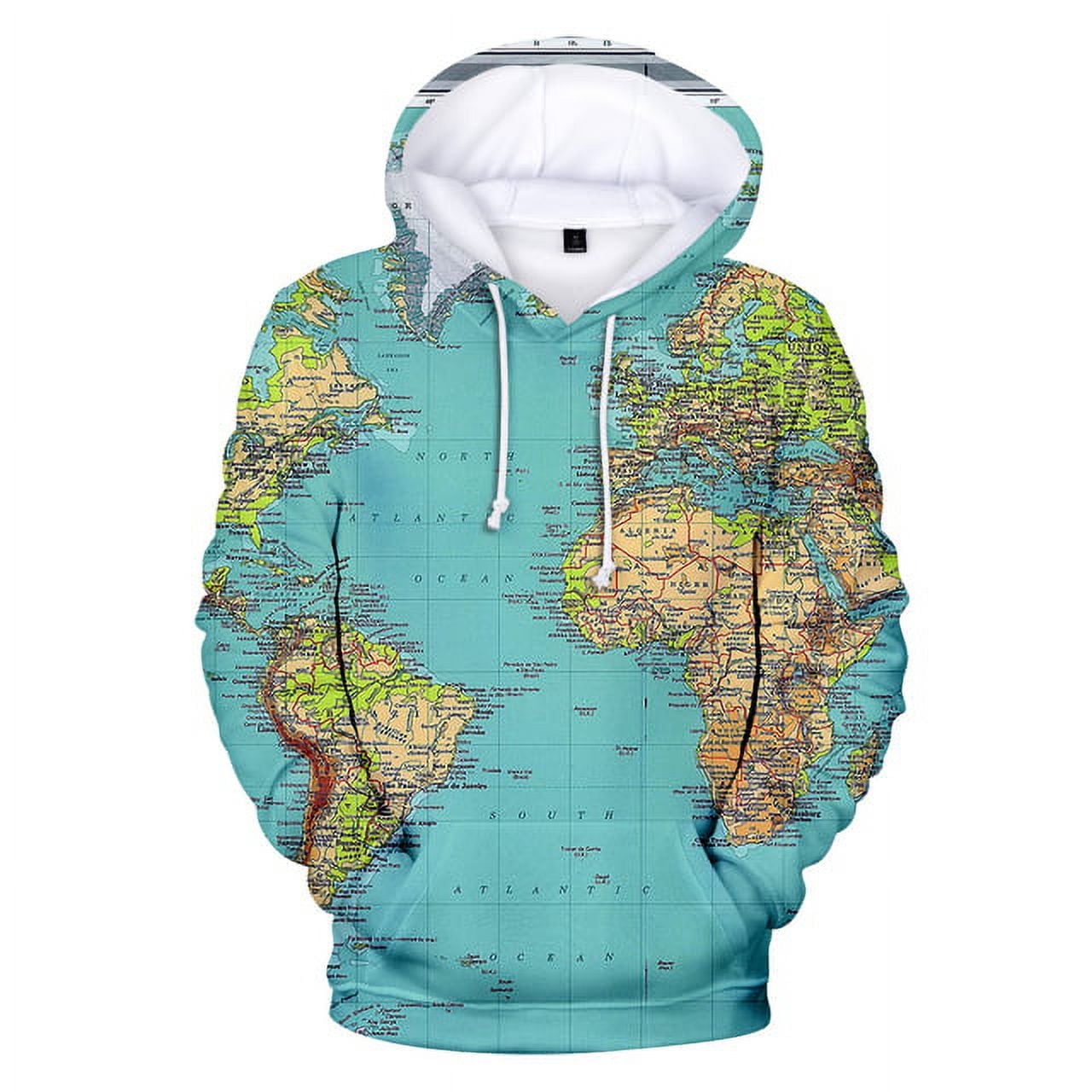 3D World Map Hoodies Men/Women Sweatshirts Autumn Winter World Map ...