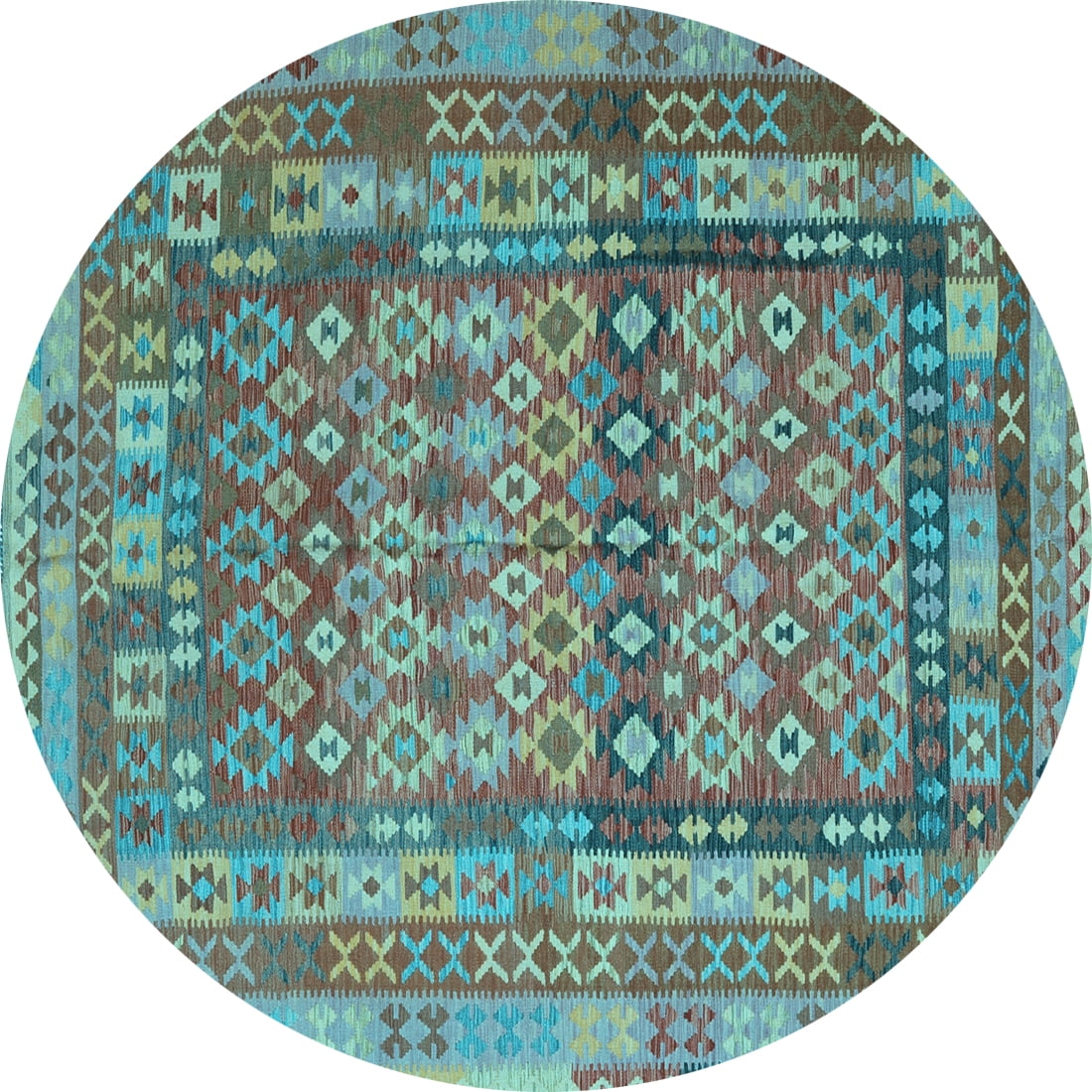 Ahgly Company Indoor Round Southwestern Light Blue Country Area Rugs, 8 ...