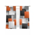 Abstract Orange Gray Color Block Sheer Curtains 2 Panels Set Modern ...