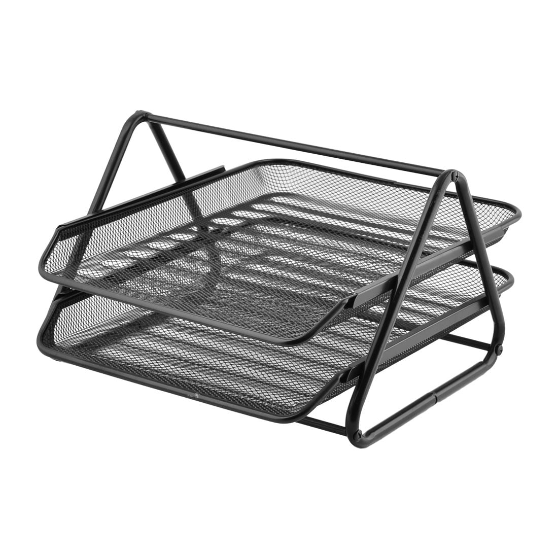 Office Metal Double Meshy Paper Holder Document Shelf File Rack Black ...
