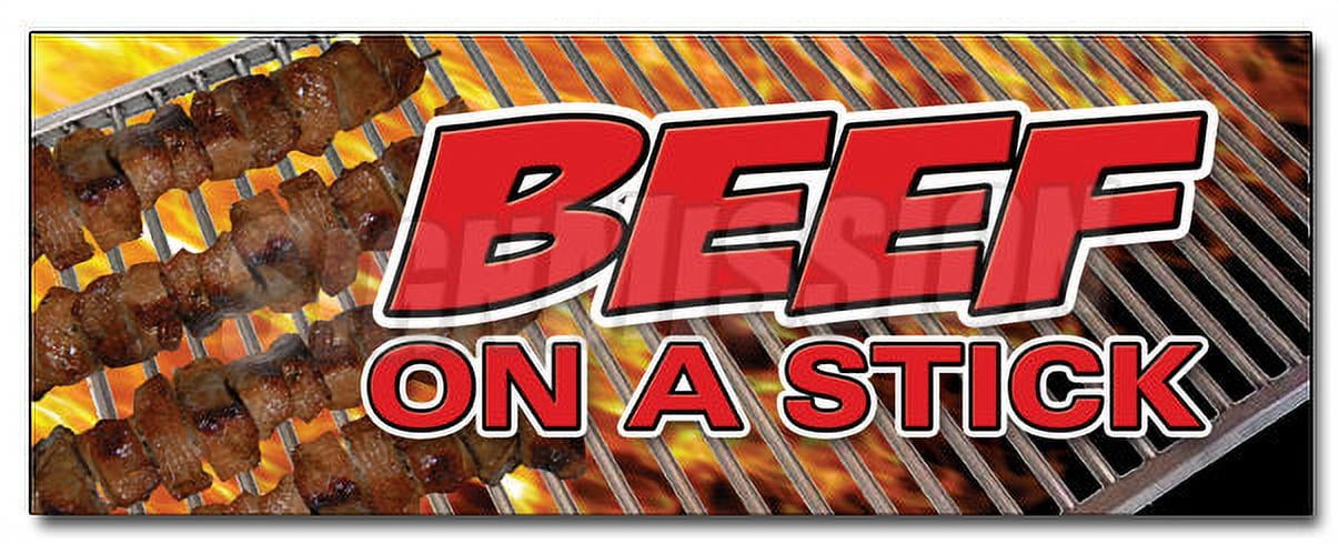 36" BEEF ON A STICK DECAL sticker food vendor steak beef grill bbq meat ...