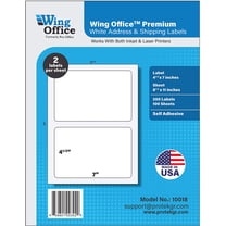 Wing Office Shipping Labels, 200 Half Sheet, Self Adhesive, Laser and ...