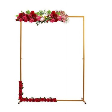 BalsaCircle 6 feet Gold Metal Floral Display Frame Round Top Backdrop ...