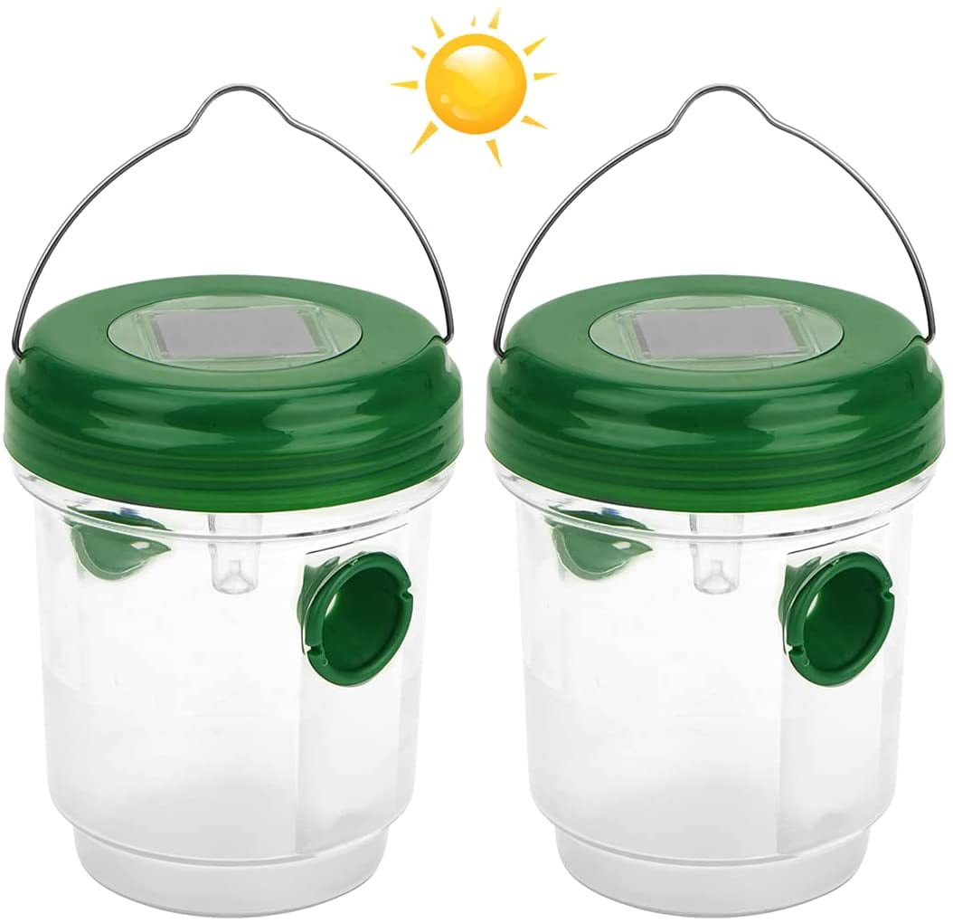 2 Pieces Solar Powered Wasp Trap With Led Light, Insect Traps, Bug ...