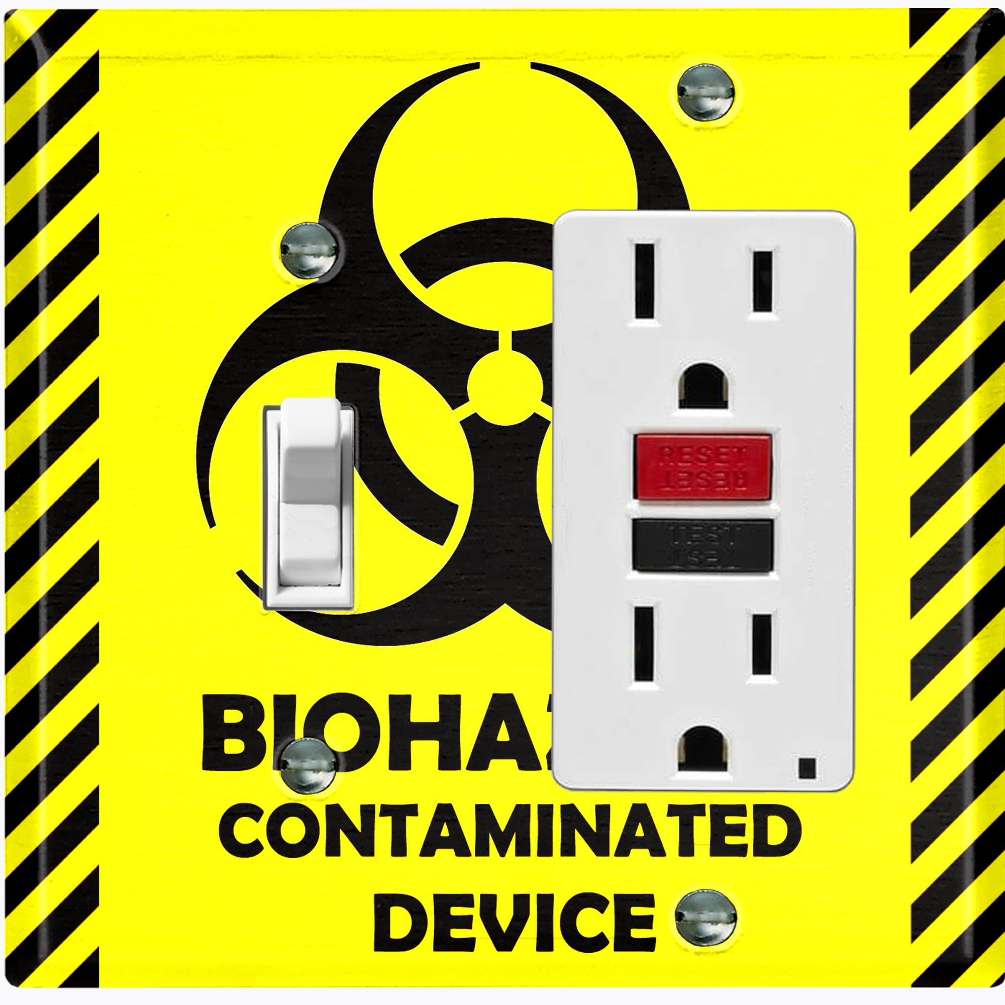 Metal Light Switch Plate Cover Yellow Contaminated Biohazard Sign ...