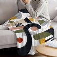 Abstract Color Block Throw Flannel Blanket Modern Black Pink Green ...