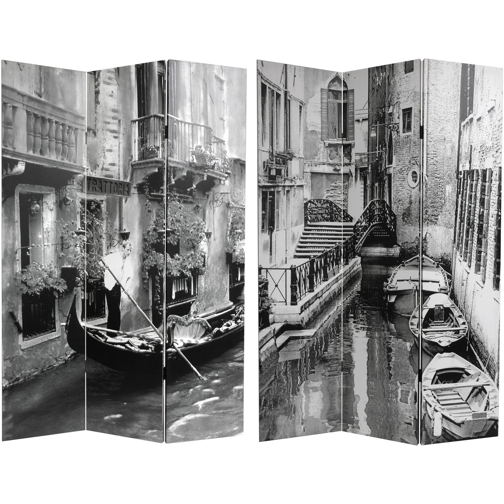 Oriental Furniture 6 ft. Tall Scenes of Venice Canvas Room Divider - 3 ...