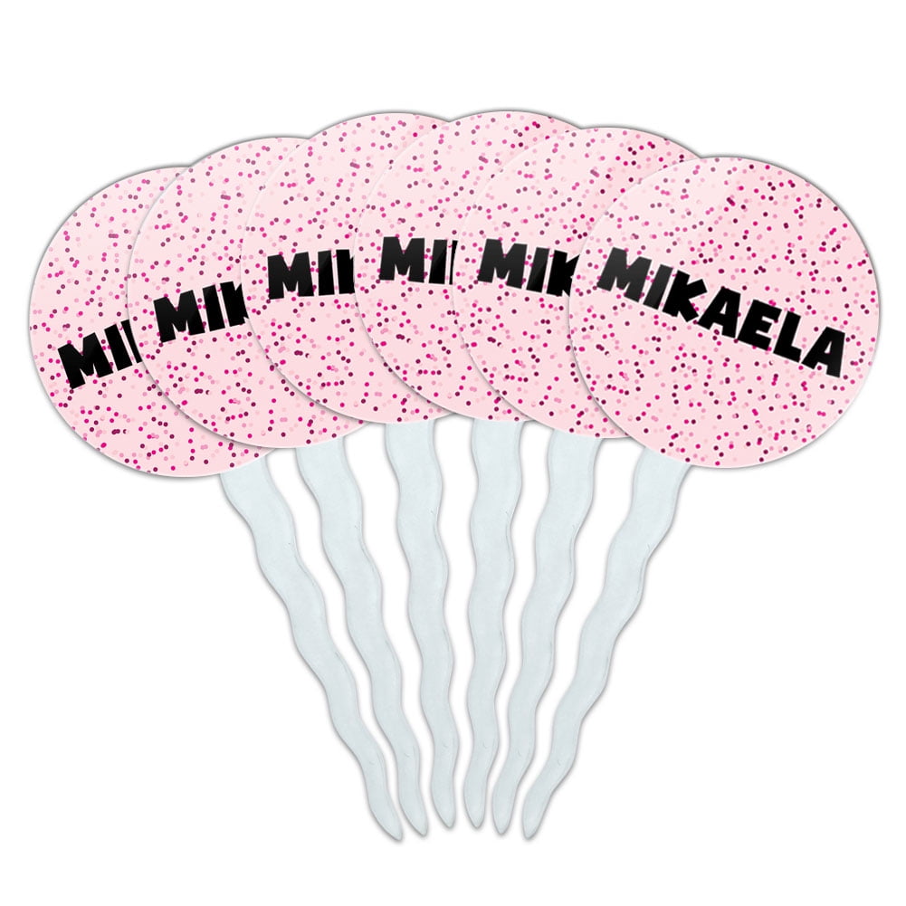 Mikaela Cupcake Picks Toppers - Set of 6 - Pink Speckles - Walmart.com