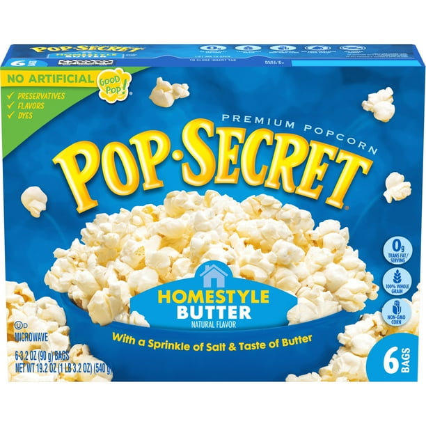 Pop Secret Microwave Popcorn, Homestyle Butter Flavor, 3.2 Oz Sharing ...