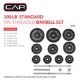 CAP 100lb Standard Cast Iron Weight Set with 3-Pc Bar - Walmart.com