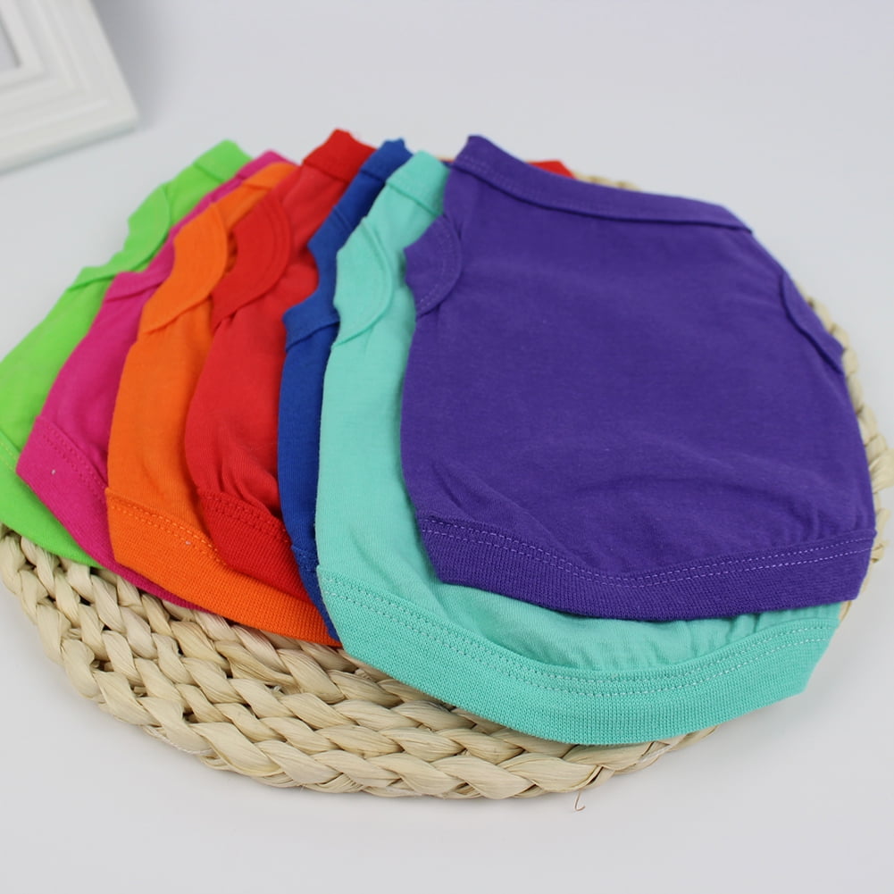 SPRING PARK Dog Summer T-Shirts Solid Color Cotton Vest,Pet Breathable ...