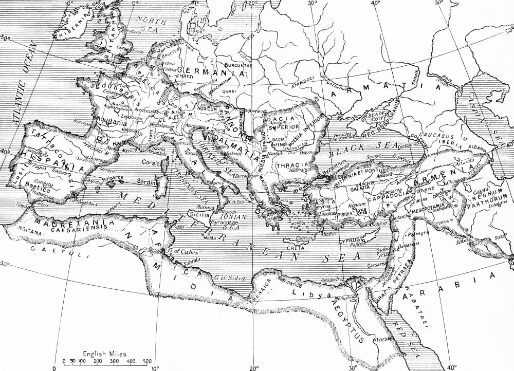 Map of the Roman Empire 14 AD - 117 AD. From Hutchinson's History of ...
