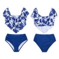 Jurebecia Women High Waist Swimsuits Vintage Ruffle Two Piece Bathing