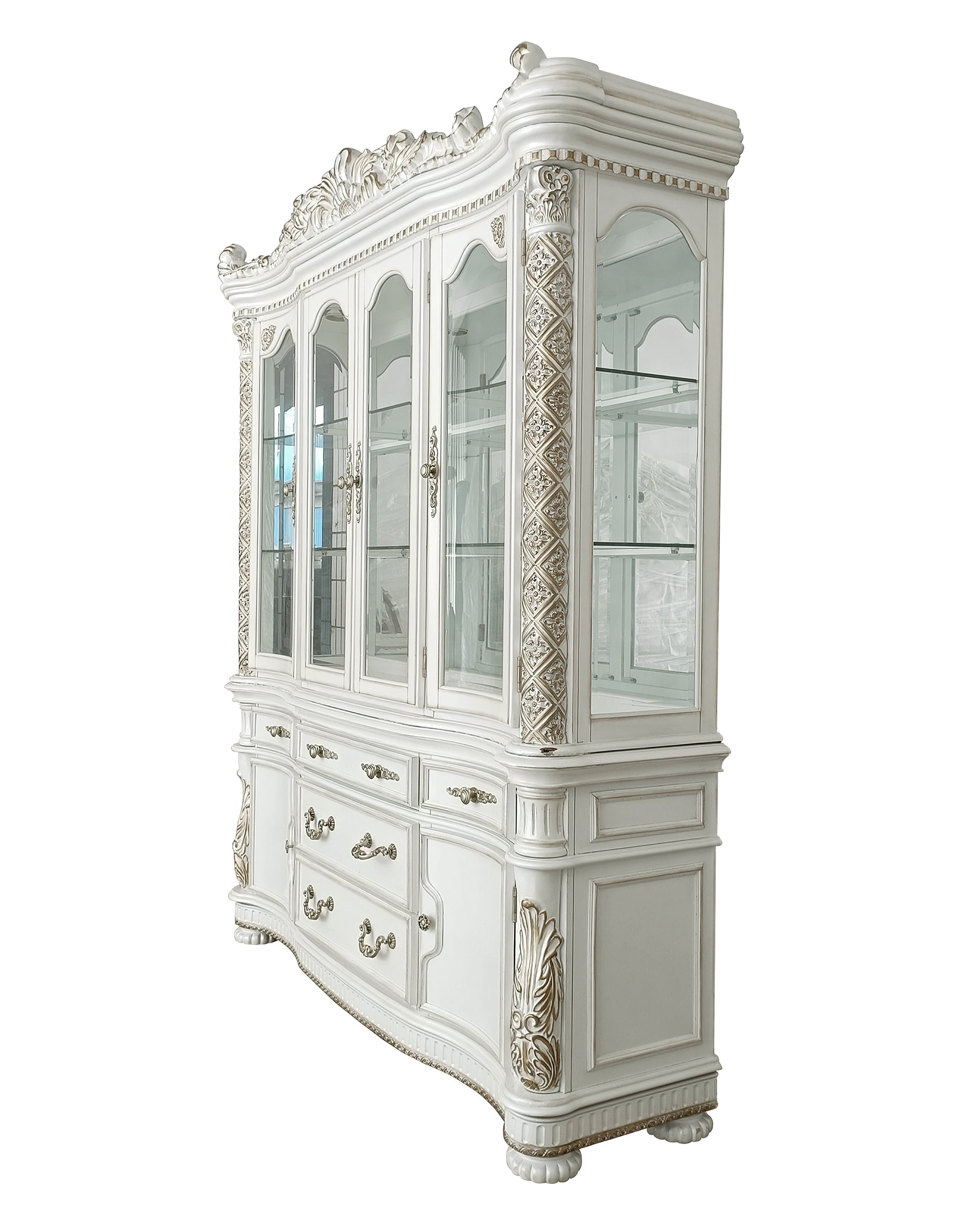 Vendome Hutch & Buffet in Antique Pearl Finish - Walmart.com