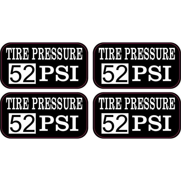 StickerTalk Tire Pressure 52 PSI Vinyl Stickers, 1 sheet of 4 stickers ...
