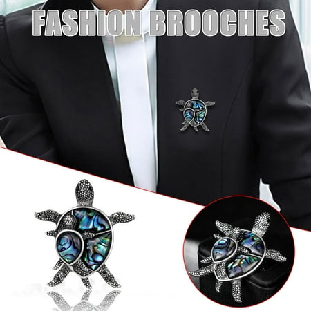 HOARBOEG Brooch for Men or Women Vintage Huge Blue Stone Glass Shell ...