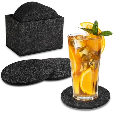Felt coasters, set of 10 coasters glasses, glass coasters with storage ...