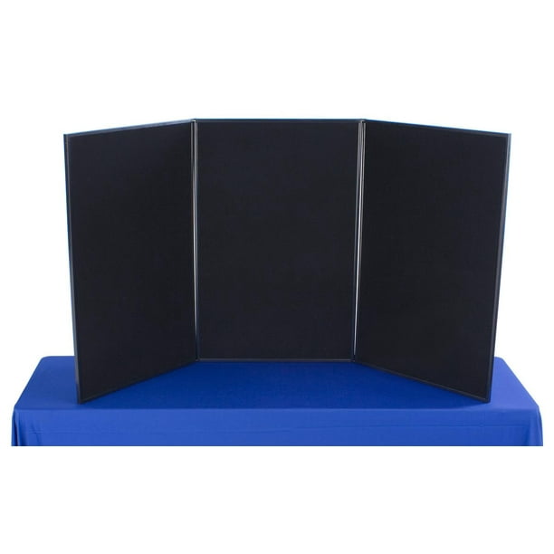 Tri Fold 3-Panel Display Board, 72 x 36, with Black Hook & Loop ...