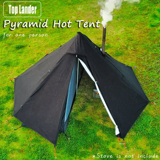 One Person Camping Tipi Hot Tents with Stove Jack 4 Season Teepee Tent ...