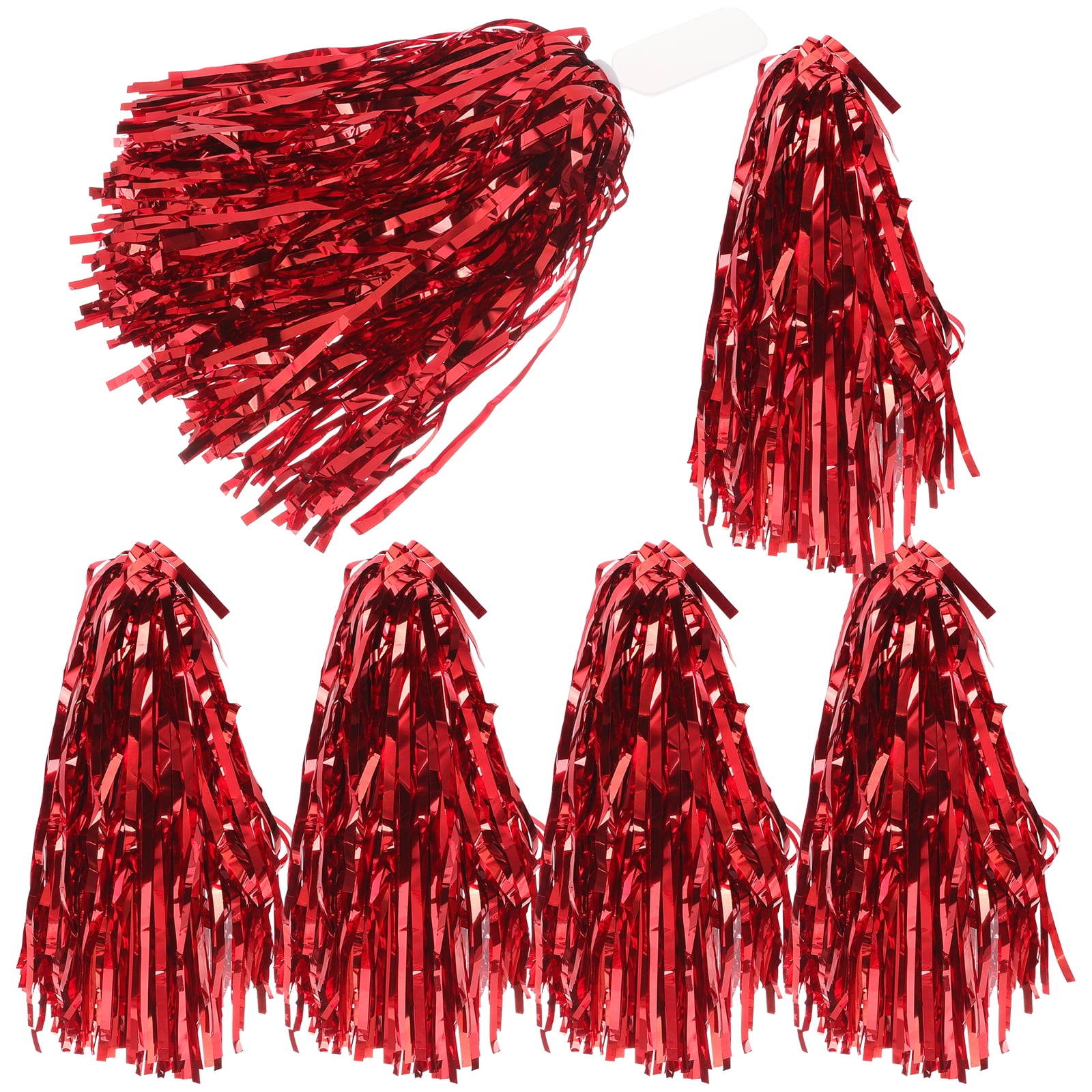 Poms Pom Cheerleading Cheerleader Cheer Pompoms Cheering Metallic Red ...