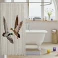 Mallard Duck Bath Curtain Wild Animal Shower Curtain, Grey Honeycomb Bathroom Curtain Lake ...