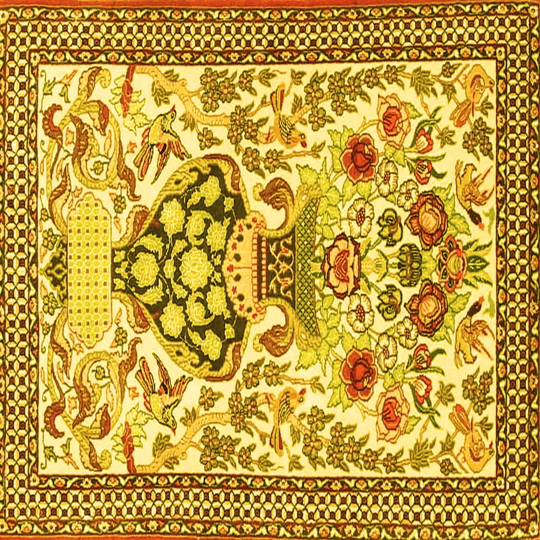 Ahgly Company Machine Washable Indoor Square Animal Yellow Traditional ...