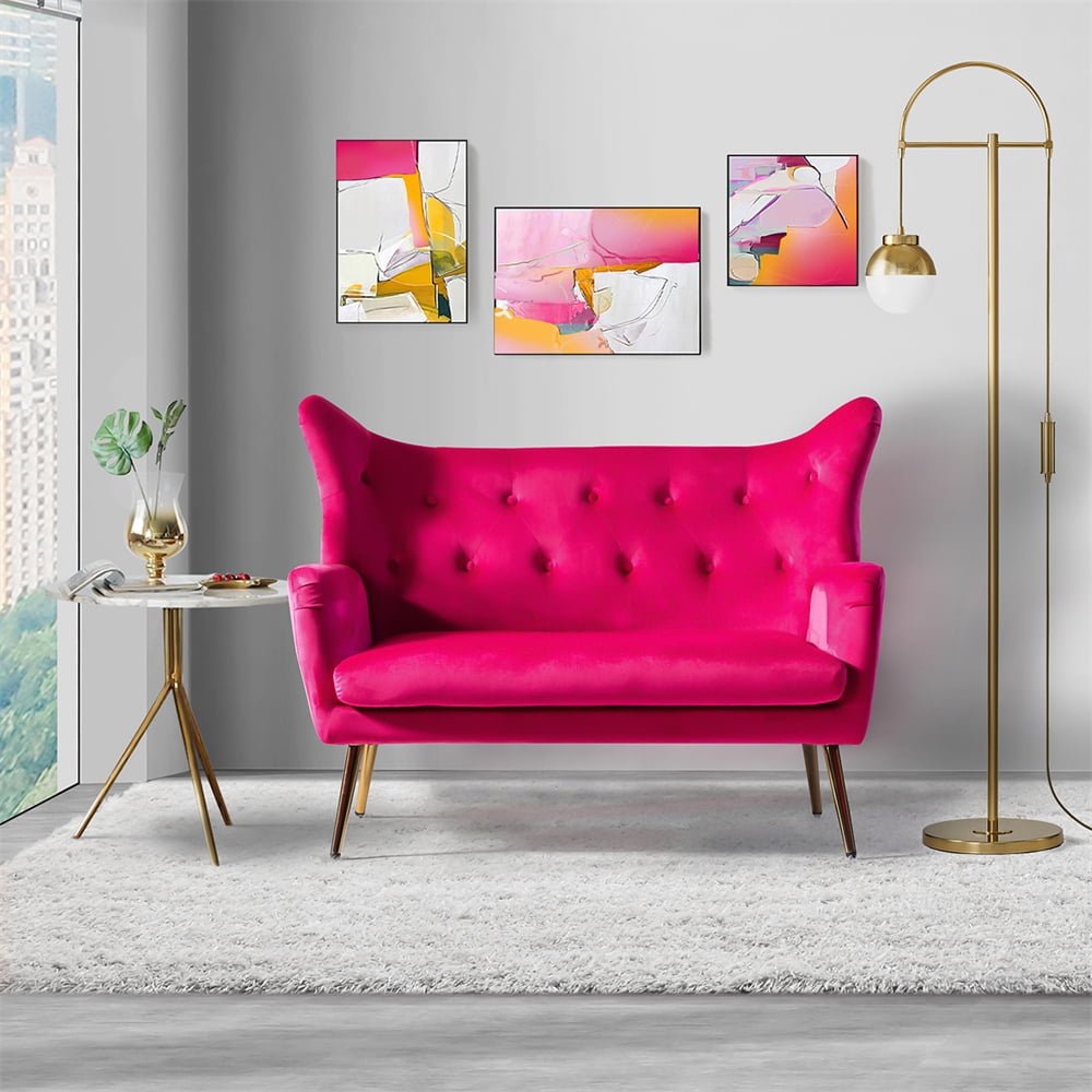 Fuschia Pink Velvet Sofa | Baci Living Room