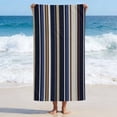 Blue and Brown Geometric Stripe Pattern 2-in-1 Beach Towel Backpack ...