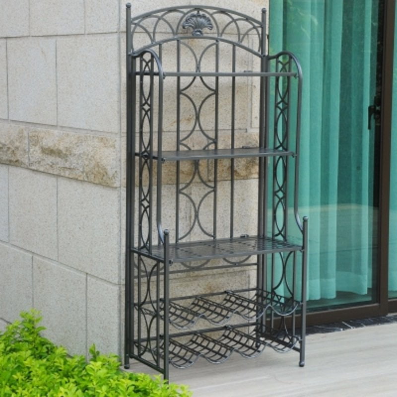 International Caravan Mandalay Iron Bakers Wine Rack in Pewter ...