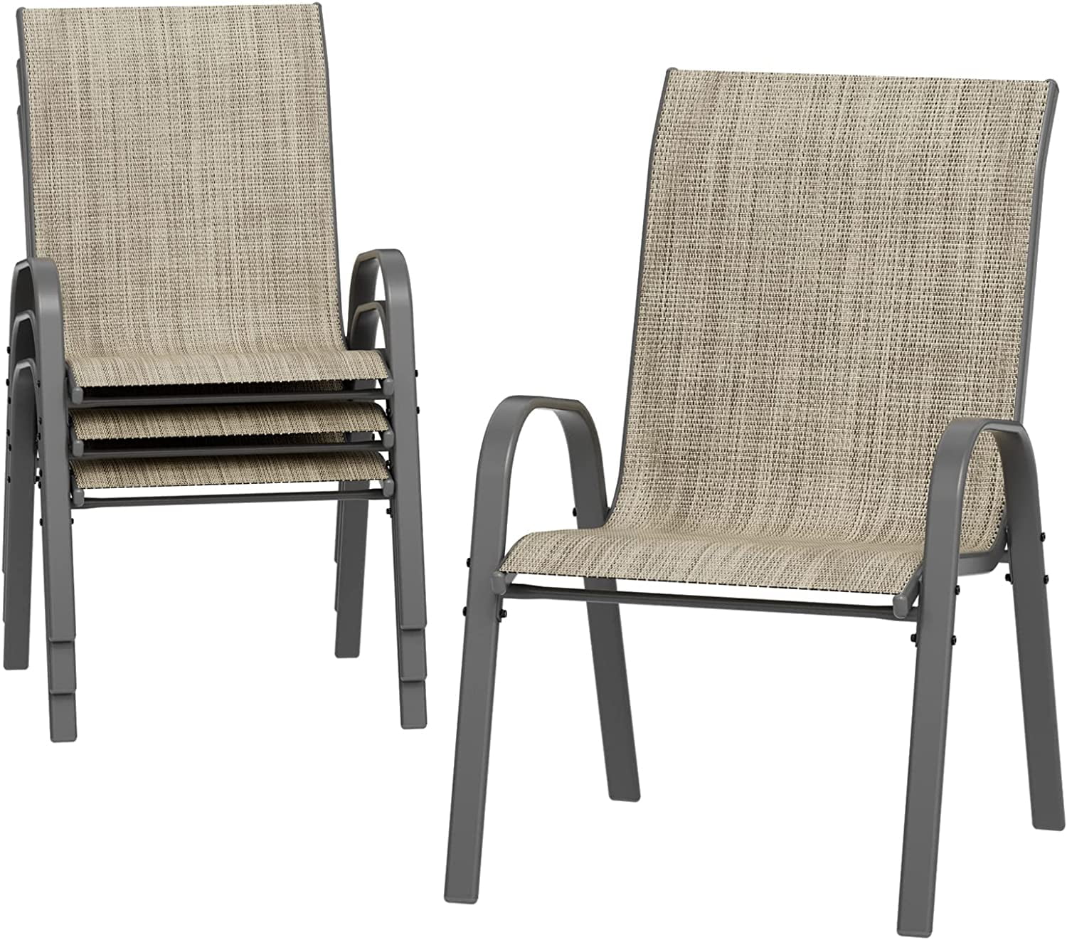Amopatio Patio Chairs Set of 4, Outdoor Stackable Dining Chairs for All ...