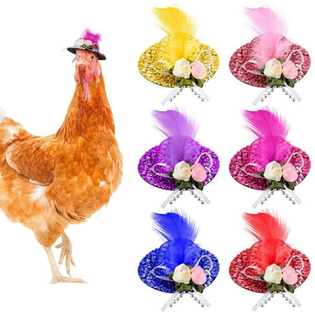 6Pcs Chicken Hats for Hen Tiny Pets Hats with Adjustable Elastic Chin ...