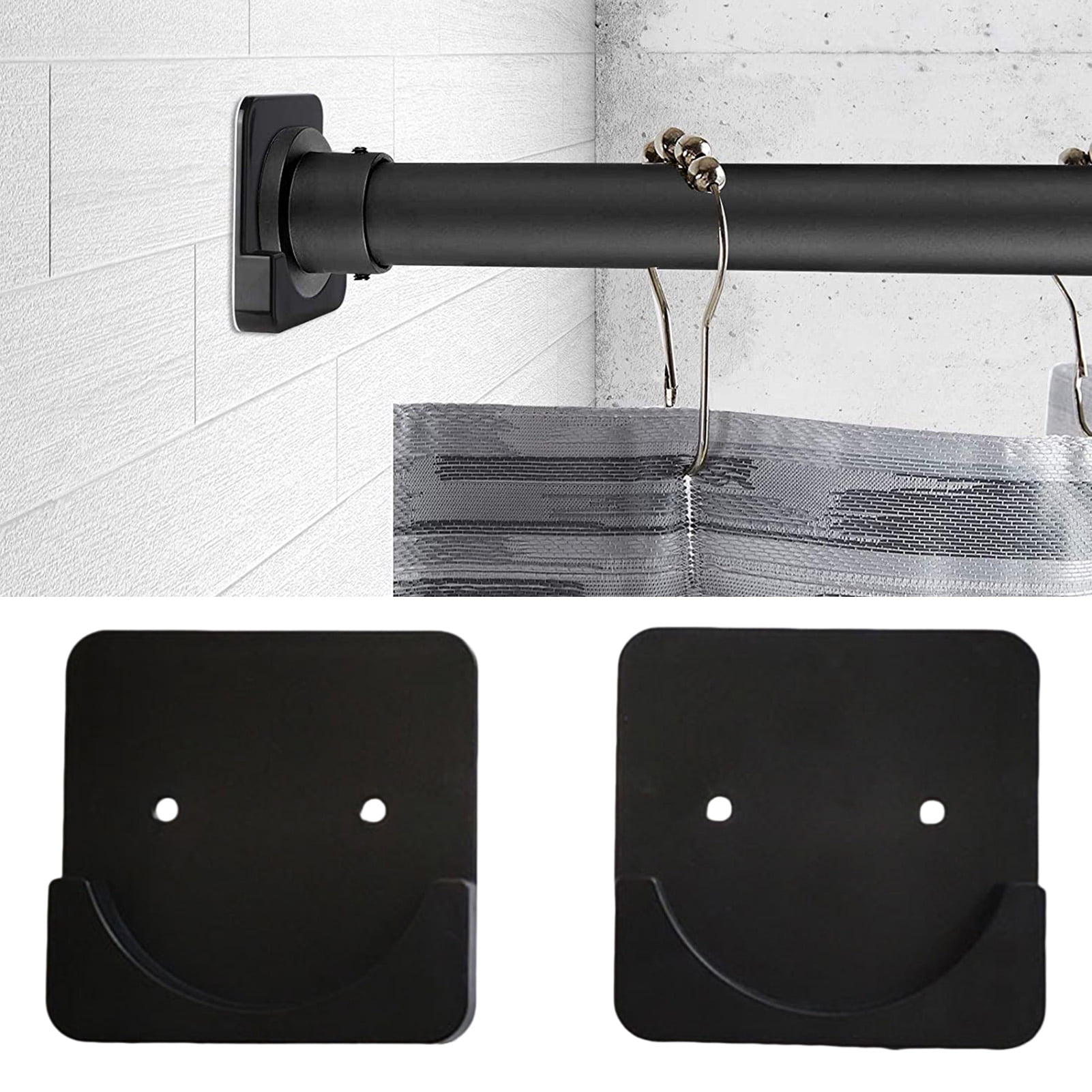 Washranp 2Pcs Shower Curtain Rod Holders,Square/Hexagonal Wall Mounted ...