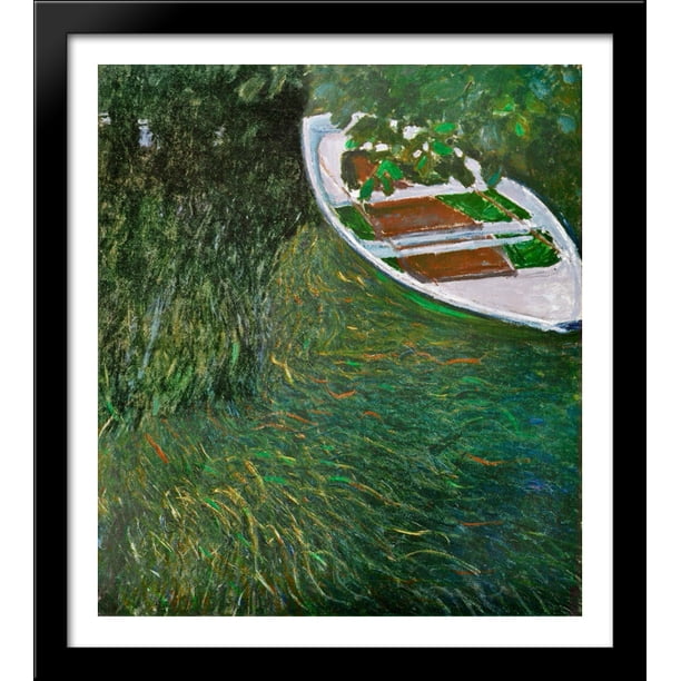 The Row Boat 28x32 Large Black Wood Framed Print Art by Claude Monet ...