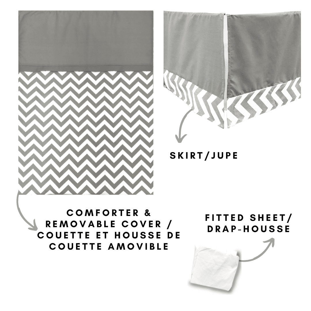 Click here for Ara Enfants Grey And White Chevron Zigzag Bedding... prices