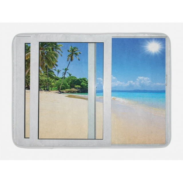 Ocean Bath Mat, Ocean View from the Window on the Island Scenery ...