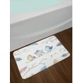 Animal Bath Mat, Hand Drawn Birds Sitting on Branch Cartoon in Boho ...