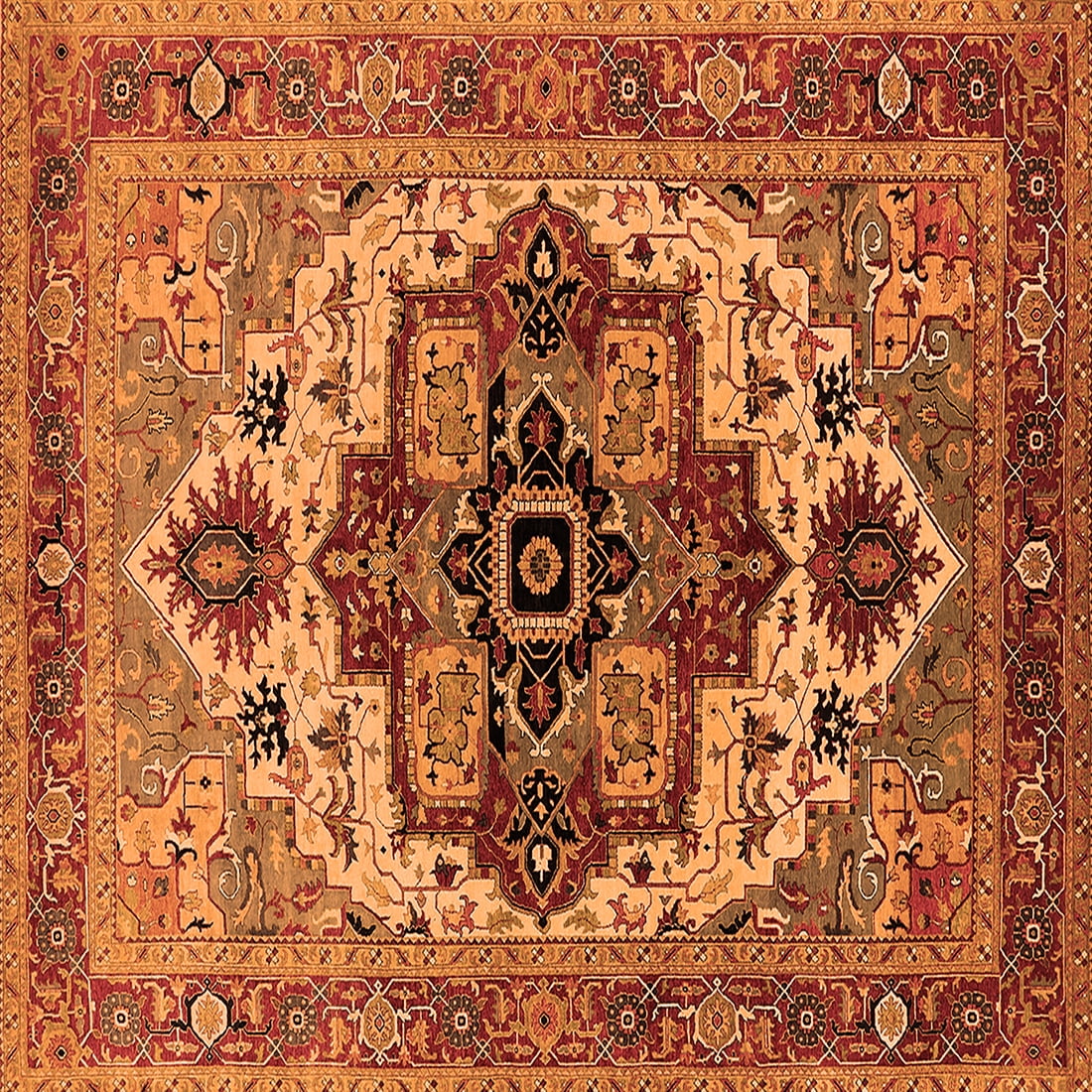 Ahgly Company Indoor Square Oriental Orange Industrial Area Rugs, 5 ...