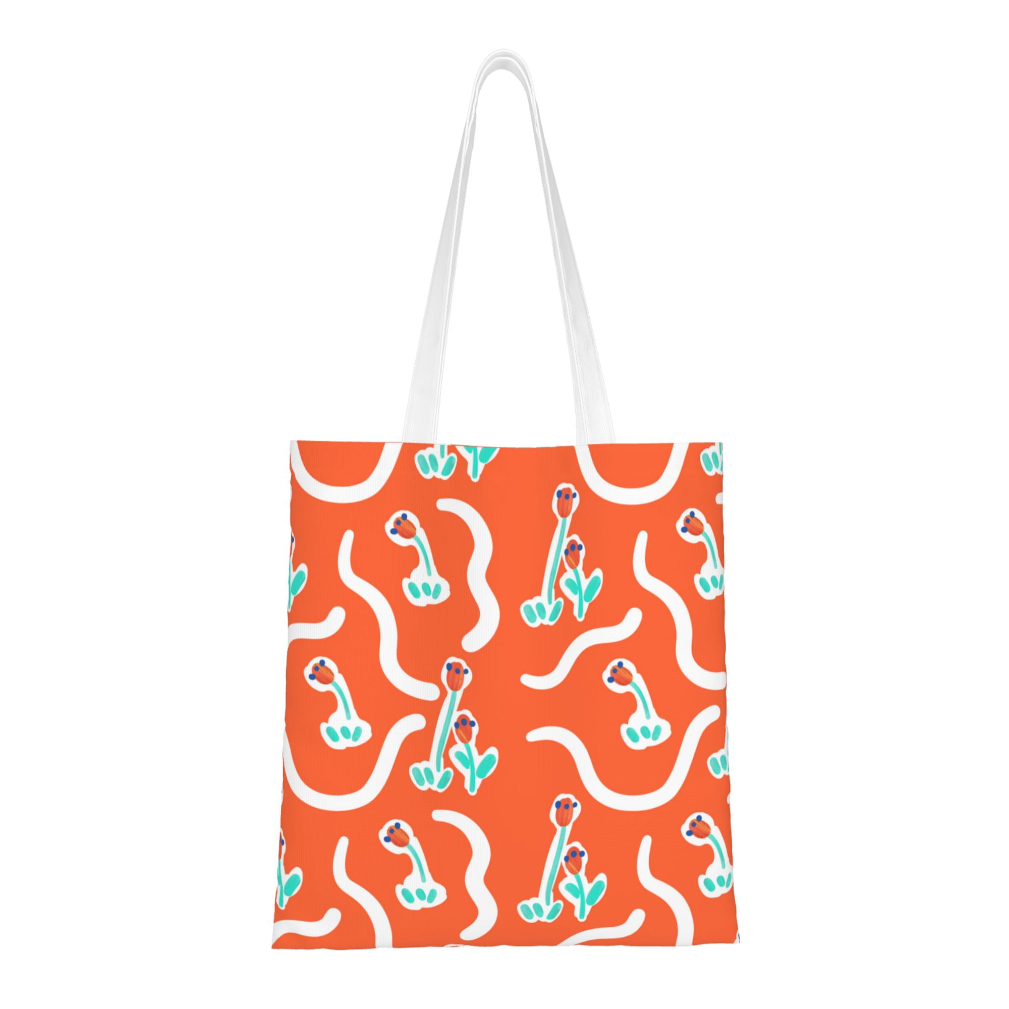 YFYANG Reusable Cotton Canvas Tote Shopping Bag, Red Line Floral ...