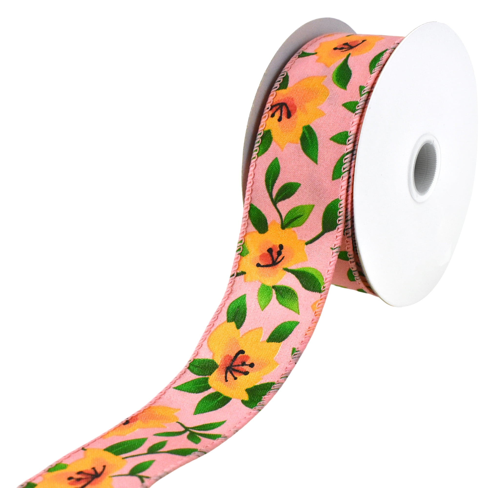 Printed Spring Magnolias Wired Ribbon, 1-1/2-inch, 10-yard, Peach ...
