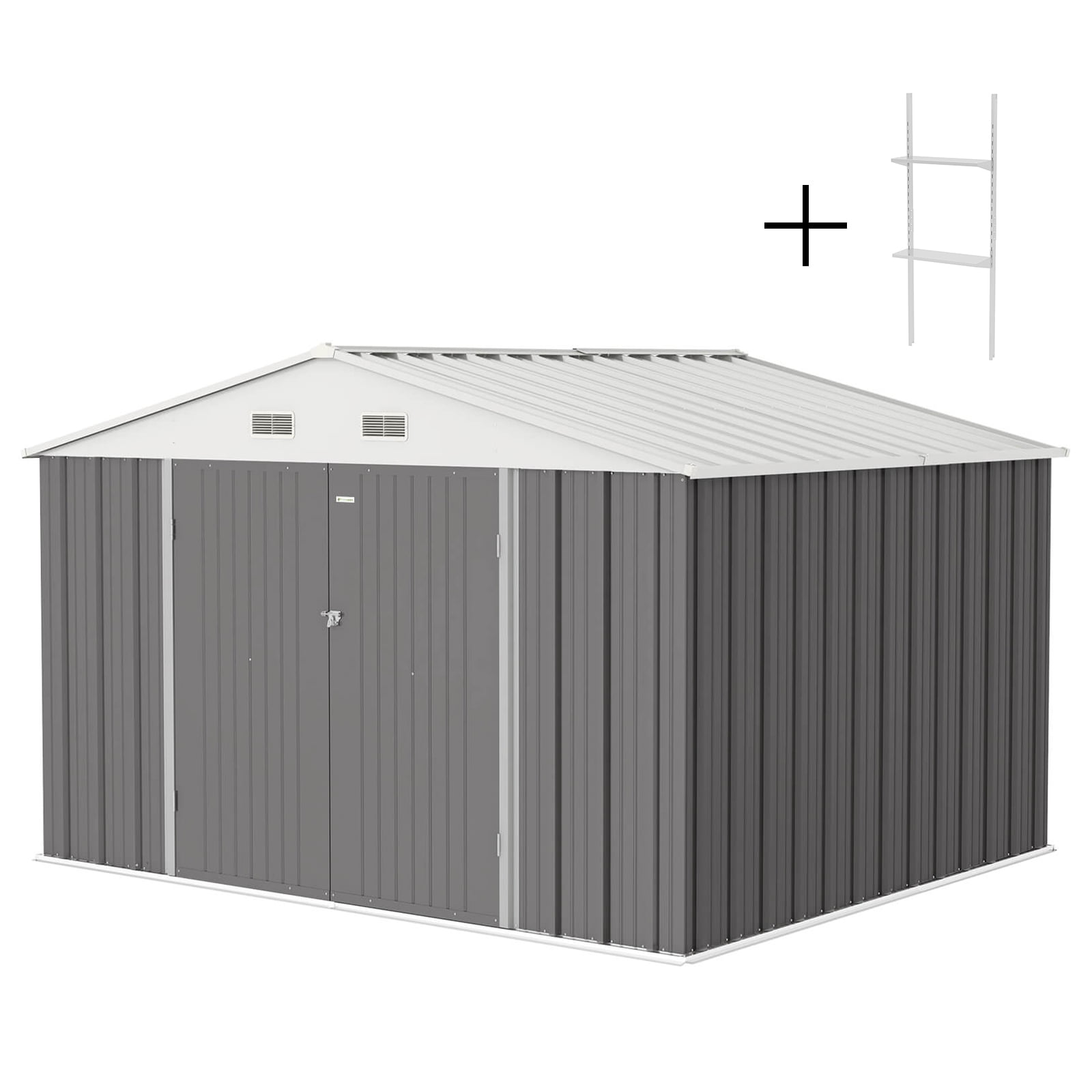Patiowell 10 x 8 ft Outdoor Storage Shed with Detachable Storage Rack ...