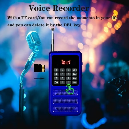 Mini FM Bluetooth Radio Portable, Pocket Walkman Radio with Recorder ...