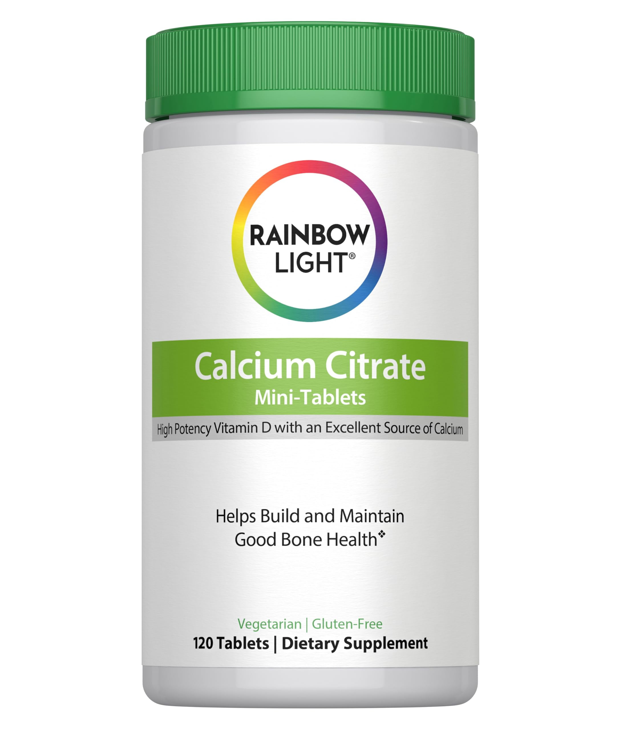 Suplemento de citrato de calcio Rainbow Light con vitamina D, 120 ...