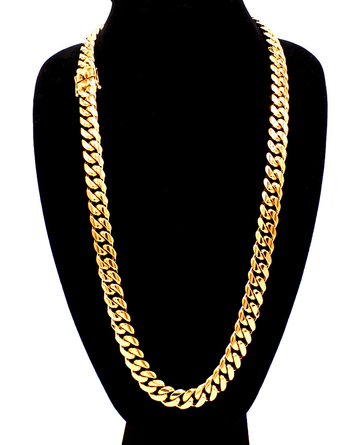 Cuban Link Necklace 18k Gold Plated with Box Clasp Miami Chain ...