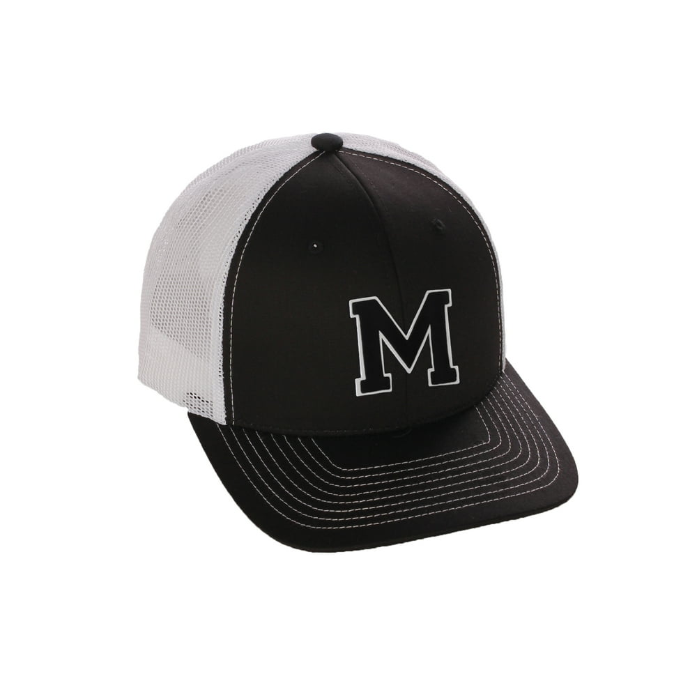 Structured Trucker Mesh Hat Custom Colors Letter M Initial Baseball Mid ...