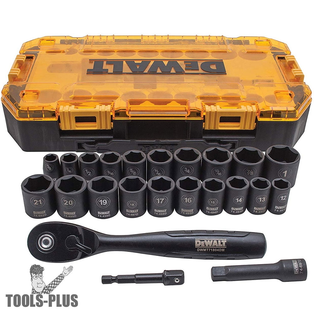 DEWALT DWMT74738 23-Pc. Impact Socket Set, 3/8-In. Drive - Quantity 1 ...