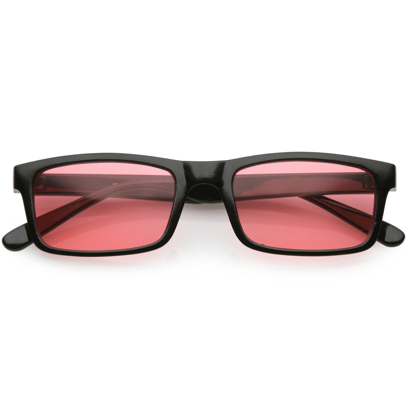 Retro Horn Rimmed Rectangle Sunglasses Wide Arms Color Tinted Lens 52mm ...