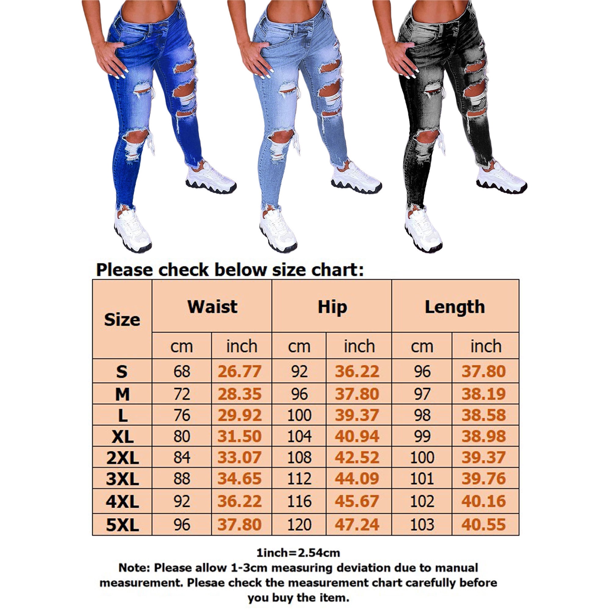 Denim Jeans Size Chart