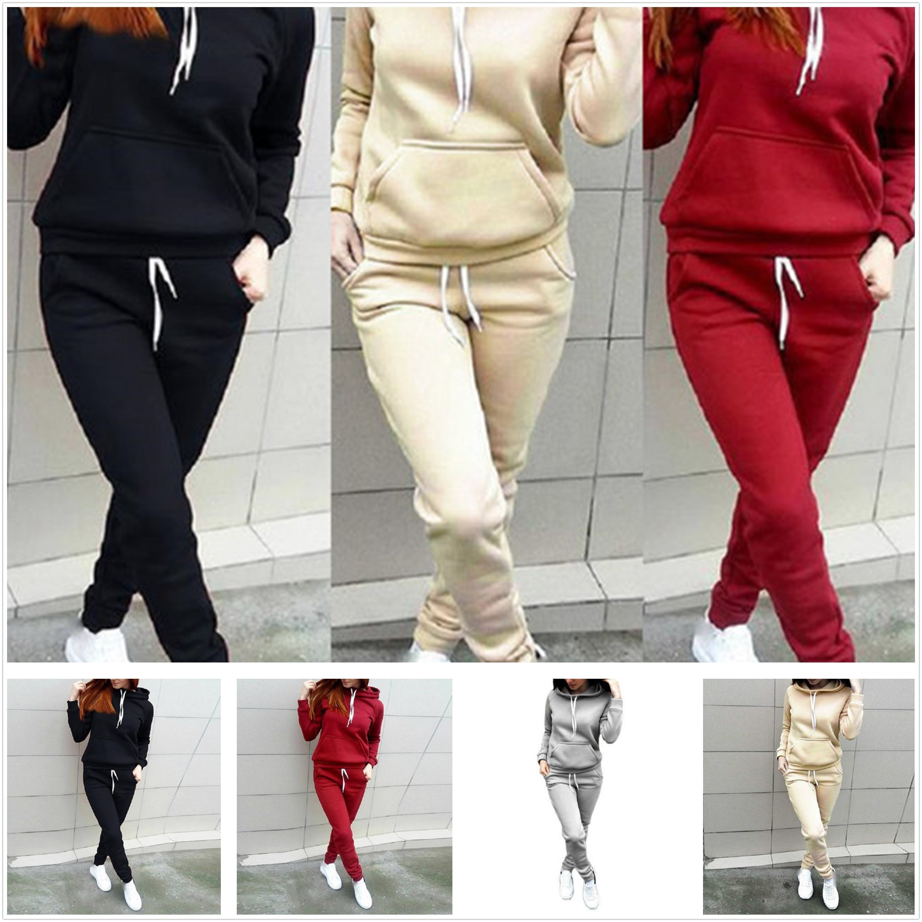 Fashion Women Hoodies Sports Tops Pants Tracksuit Sweatshirt Sweat Suit ...
