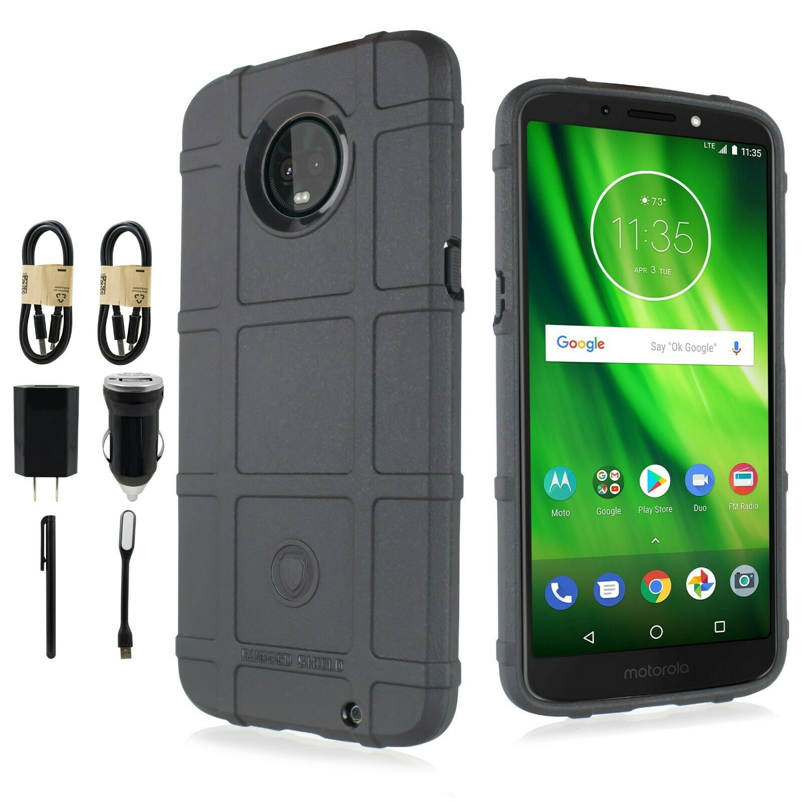 Value Pack for 5.7" Motorola Moto G6 Shield Wrap Shockproof Hybrid ...